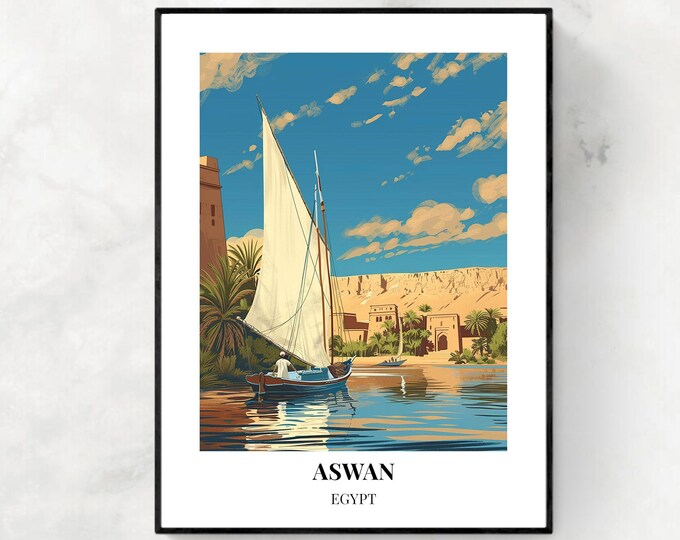 Aswan Egypt Travel Wall Art Poster Print - Etsy