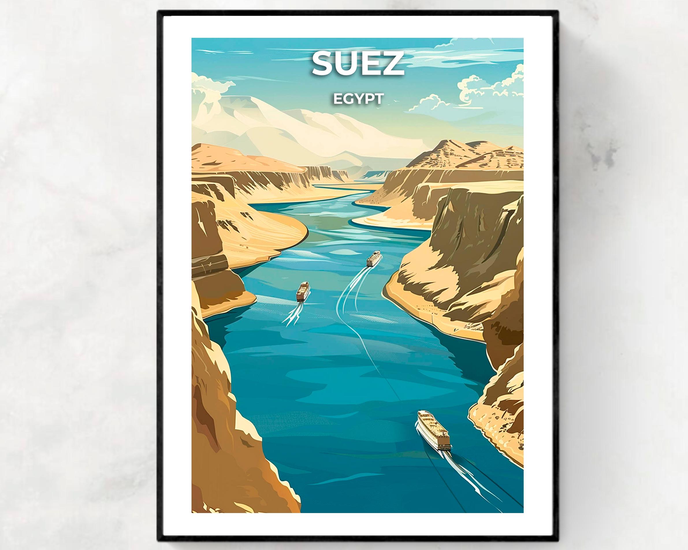 Suez Canal Travel Print Wall Art, Suez - Egypt City Print, Suez Canal ...
