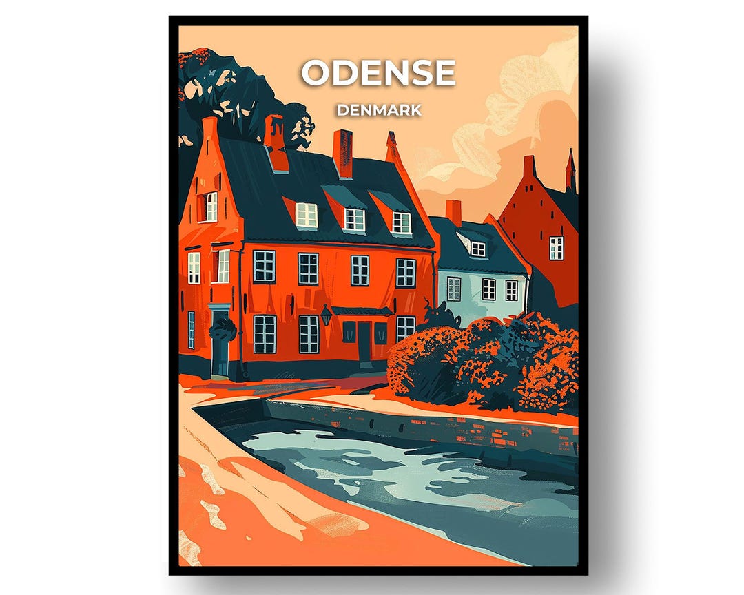 Odense Travel Poster - Denmark City Wall Art, Framed or Digital - Etsy