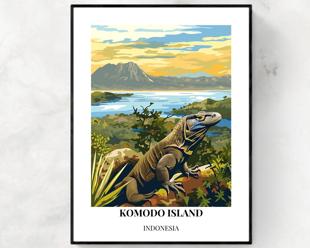 Komodo National Park Travel Print Wall Art, Komodo Island Indonesia ...