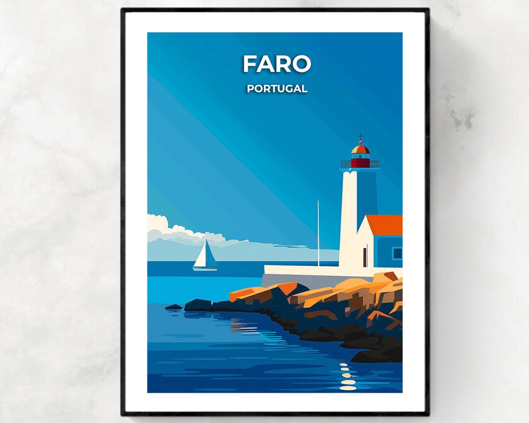 Faro - Portugal City Print, Old Town (cidade Velha) Travel Gift ...