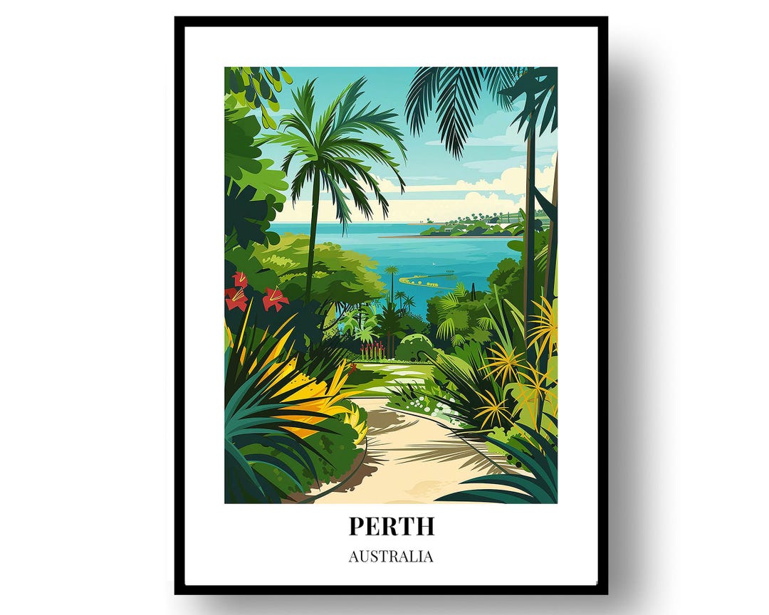 Perth Travel Poster: Australian City Art (framed or Digital Download ...