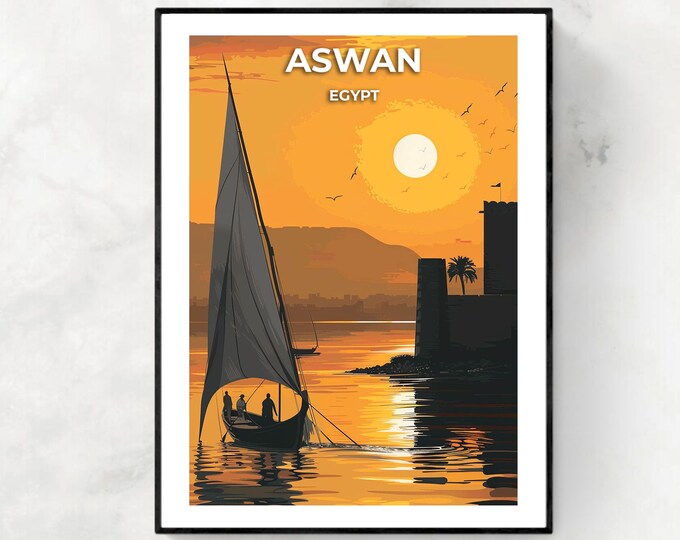 Aswan Egypt Travel Wall Art Poster Print - Etsy