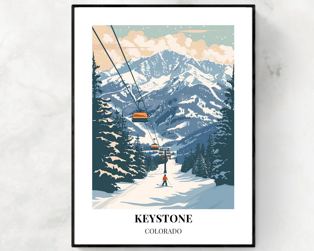 Keystone Travel Print, Keystone Ski Poster, Colorado Ski Poster, Keystone Digital Download, Ski ...