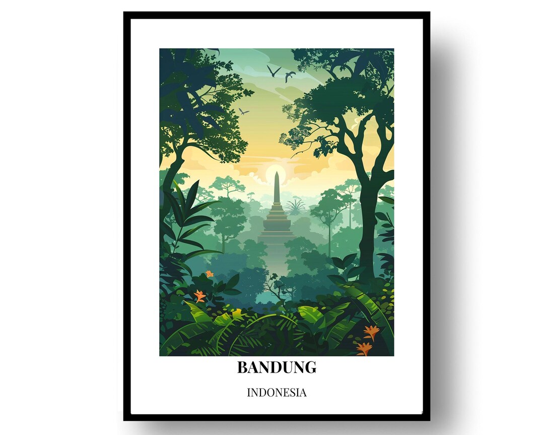 Bandung Wall Art: Travel Poster From Indonesia (framed or Digital) - Etsy