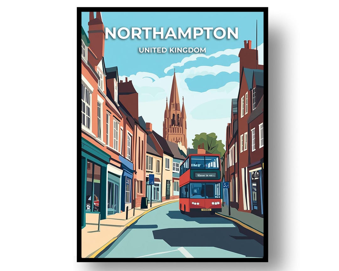 Northampton, United Kingdom Travel Poster, Northampton, United Kingdom ...