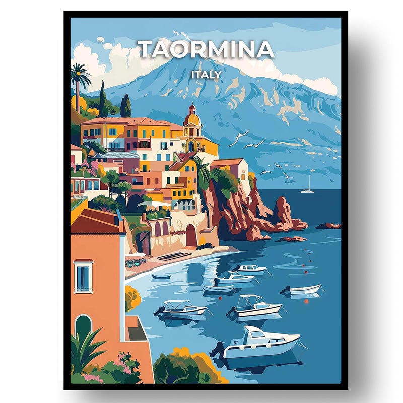 Framed Taormina Poster - Etsy