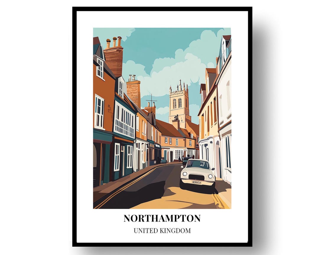Northampton Travel Poster - Custom Wall Art, Framed or Digital - Etsy