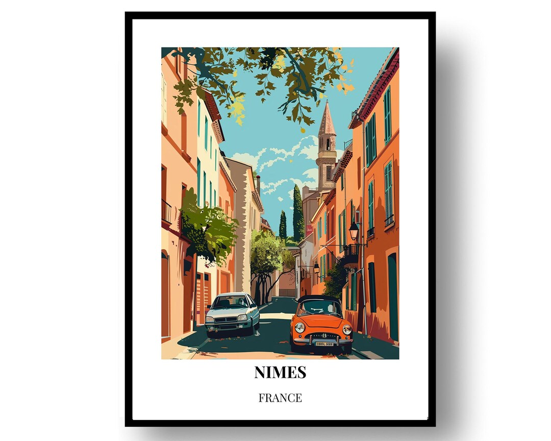Nimes Travel Poster, France Wall Art (framed or Digital Download) - Etsy