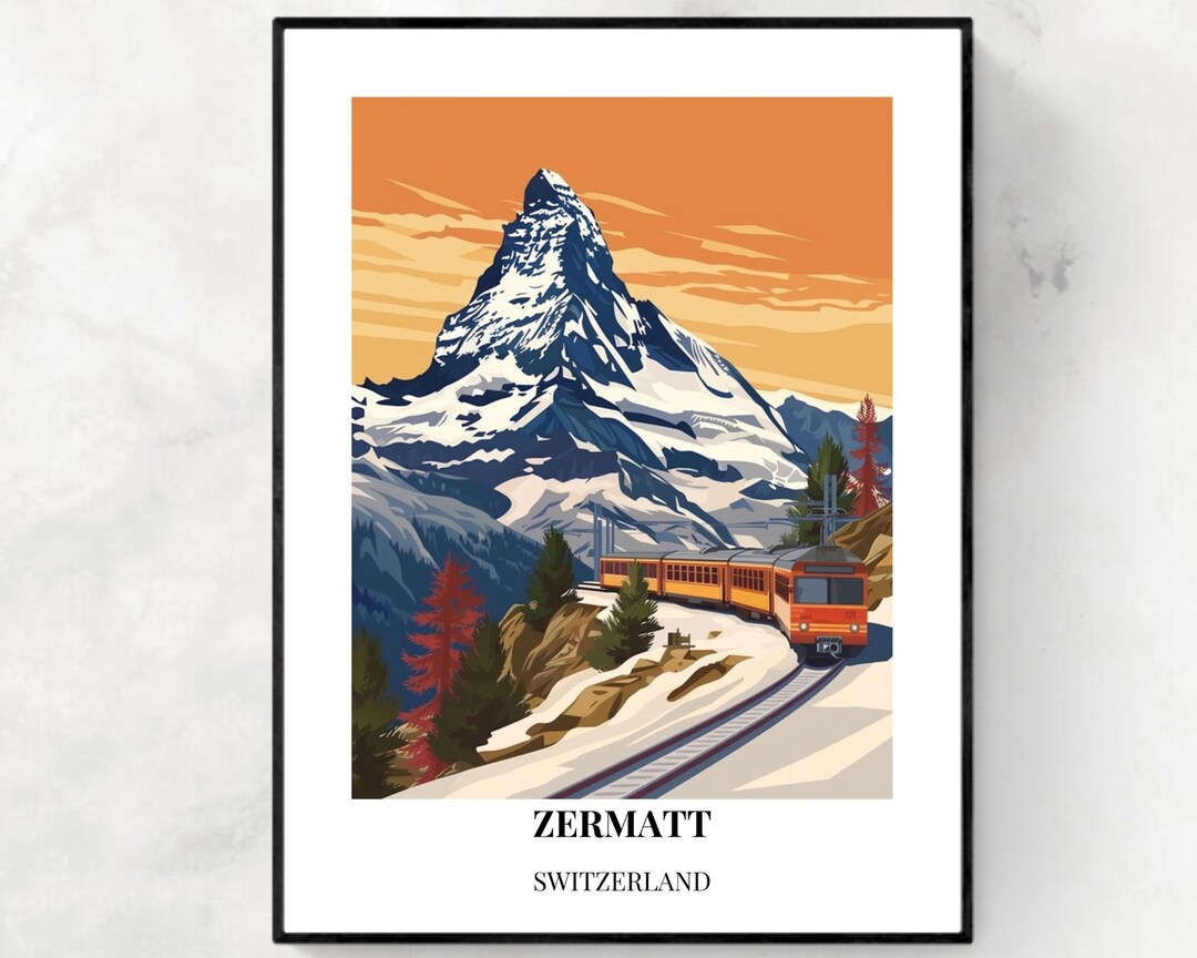 Zermatt Travel Print, Zermatt - Switzerland Travel Gift, Printable City ...