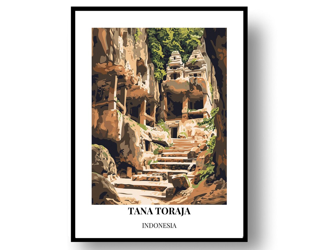 Poster de voyage Tana Toraja : oeuvre d'art murale indonésienne ...