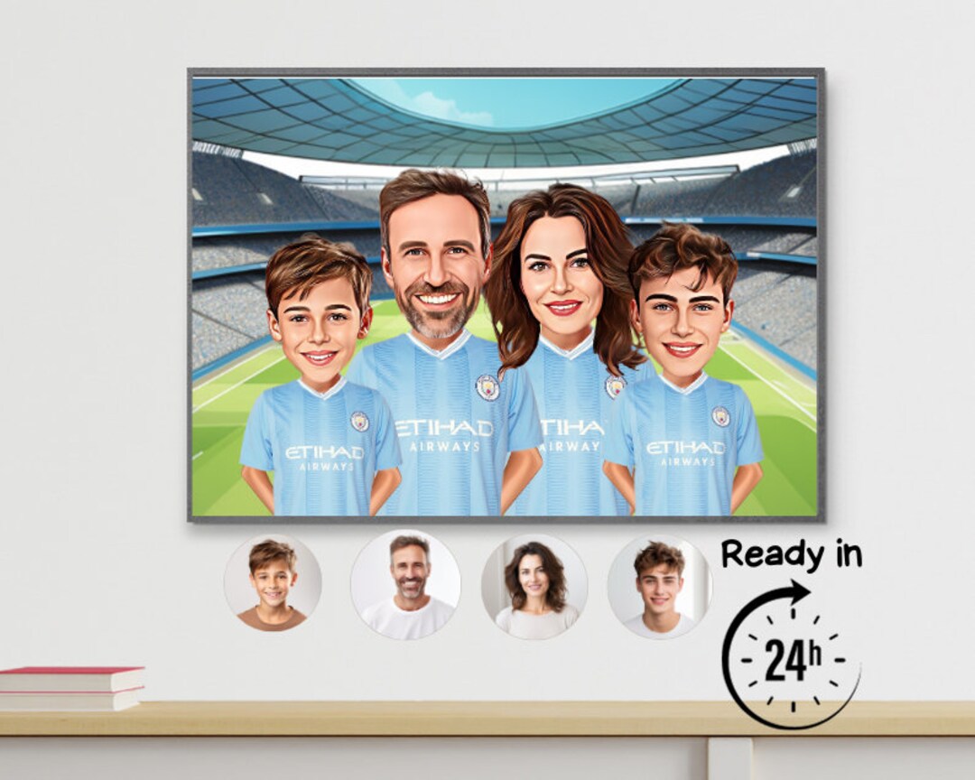 Football Player Man City Cartoon Portrait Family Gift Son - Etsy