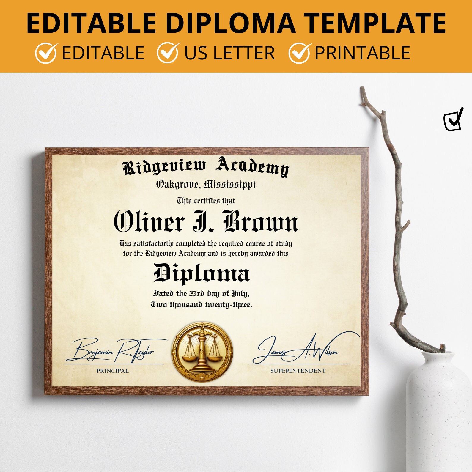 High School Diploma With Seal, GED Diploma, Fake Diploma, Printable ...