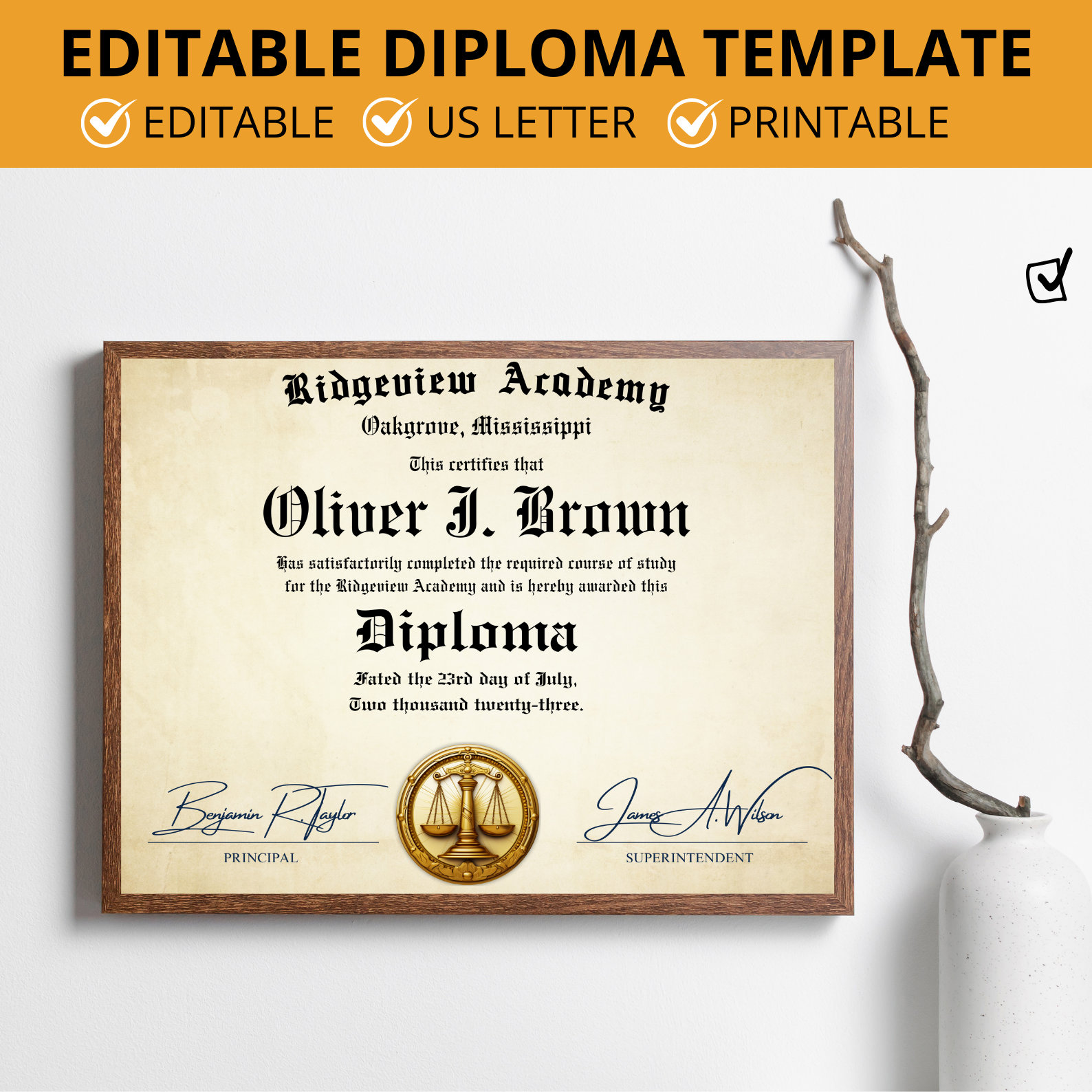 High School Diploma With Seal, GED Diploma, Fake Diploma, Printable ...