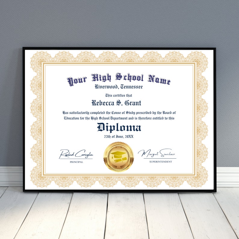 High School Diploma Template, Fake Diploma, GED Diploma, Printable ...