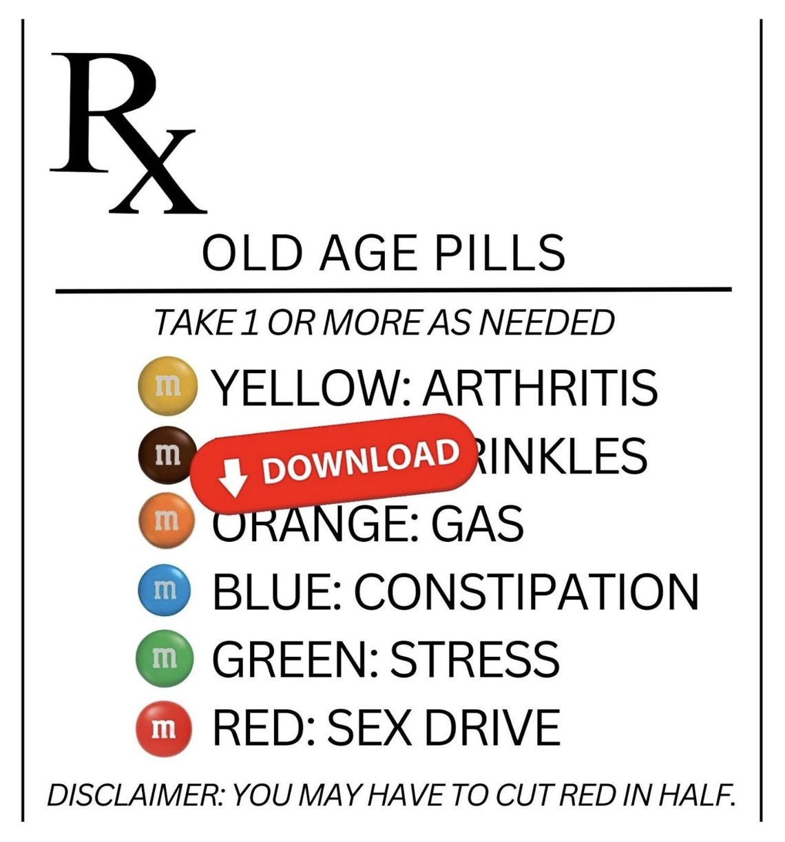 Old Age Pill Printable - Etsy