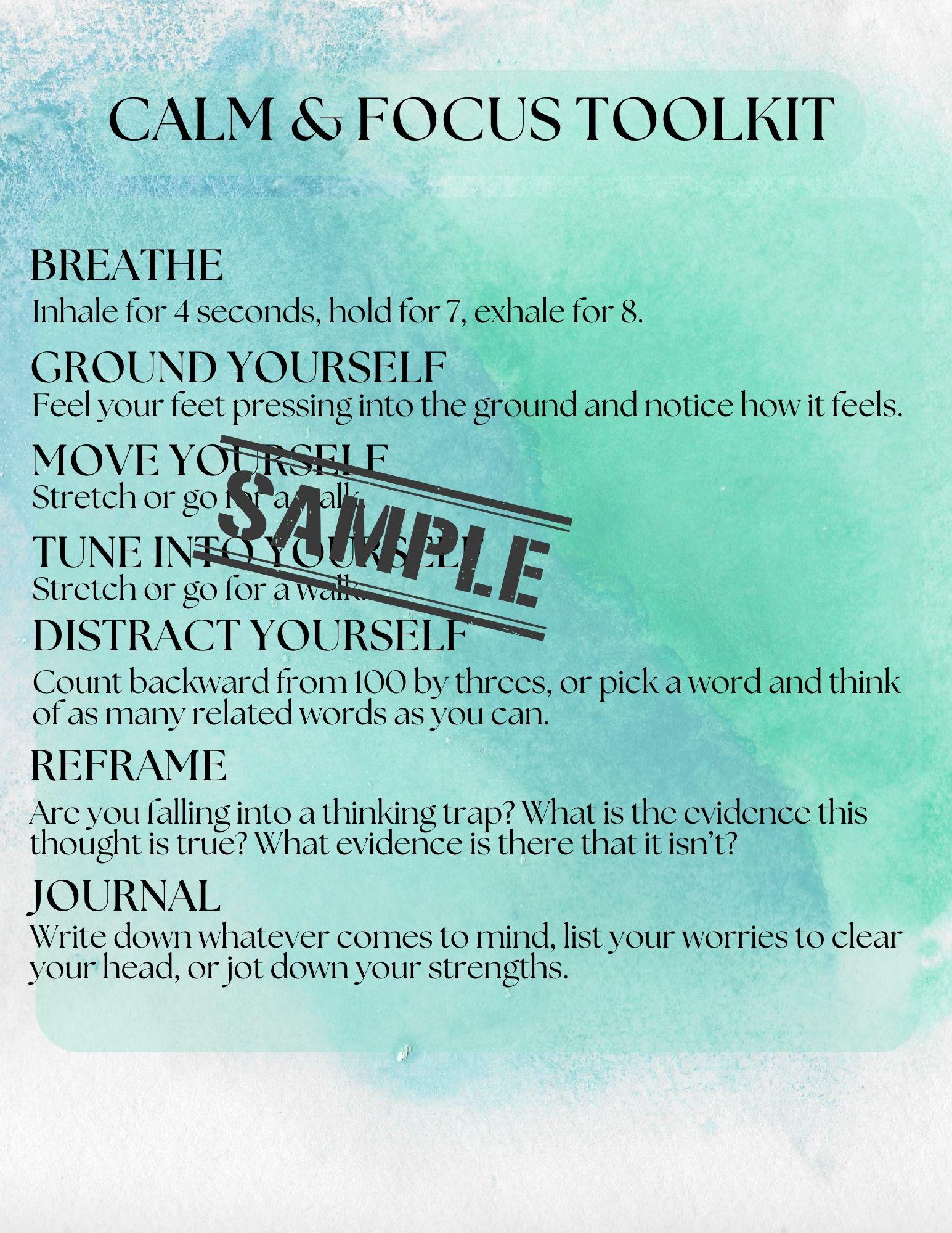 Calm & Focus Toolkit Printable – Downloadable Stress and Anxiety ...