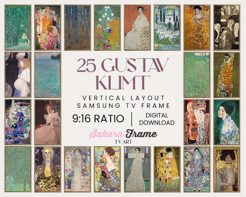 25 Gustav Klimt Vertical Art 4k Samsung Frame TV Art Collection, Frame ...