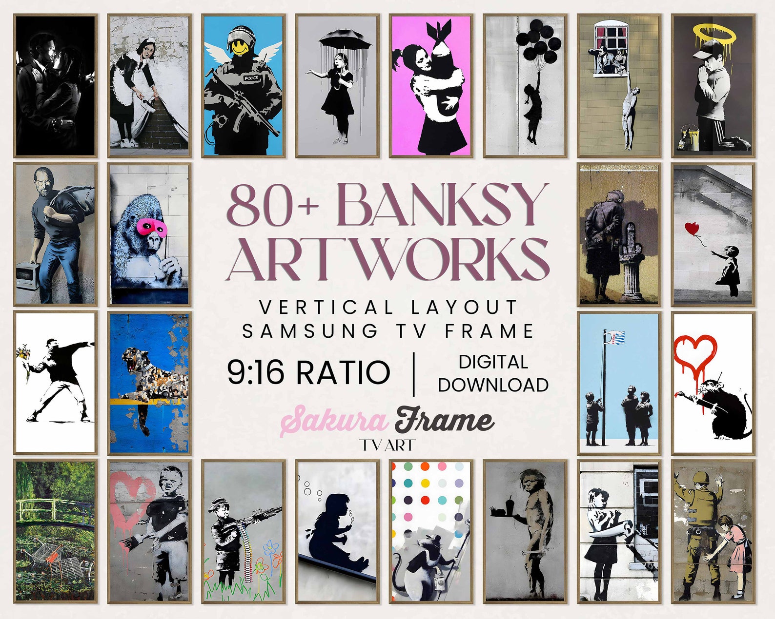 Banksy Art 4K Vertical Bundle for Samsung Frame TV (digital Download ...
