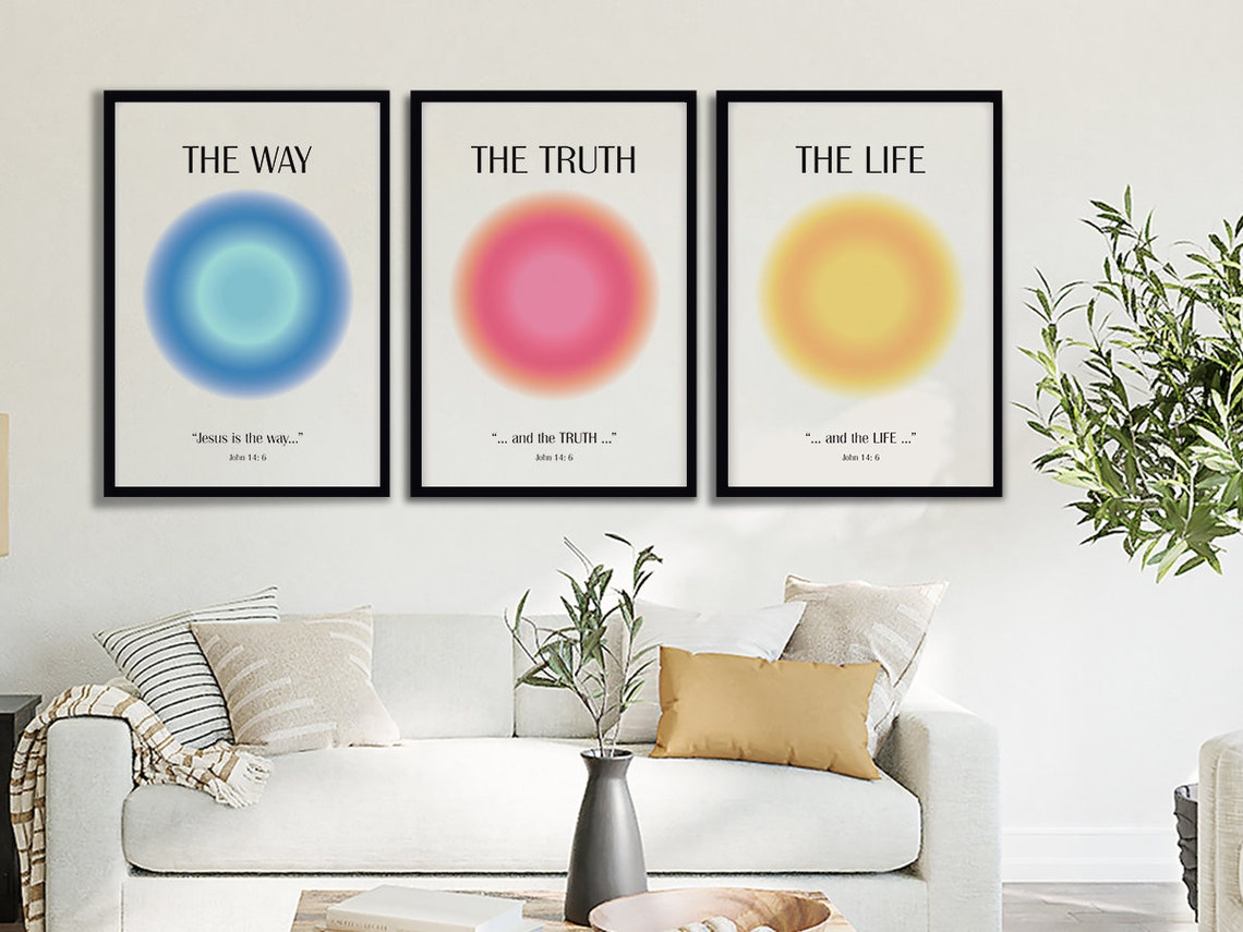 Jesus Aura Posters, Set of 3 Prints, Bible Verse DIGITAL DOWNLOAD Set ...