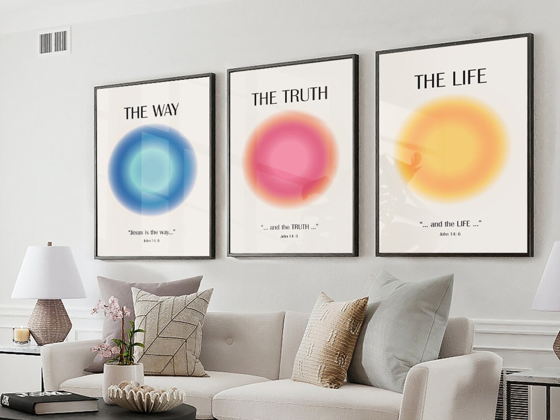 Jesus Aura Posters, Set of 3 Prints, Bible Verse DIGITAL DOWNLOAD Set ...