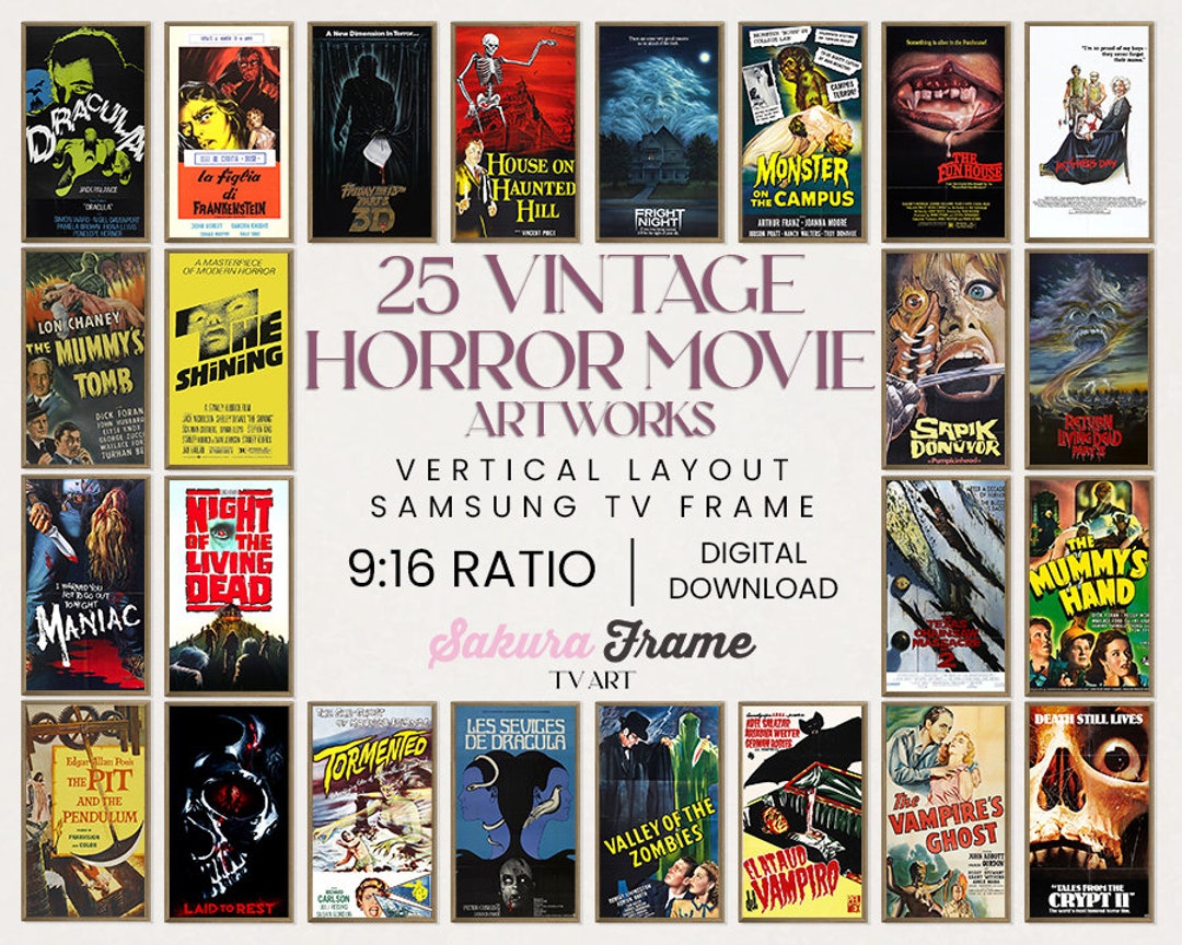 Vintage Horror Movie Poster Frame TV Art Gallery – 25 Vertical 4K ...