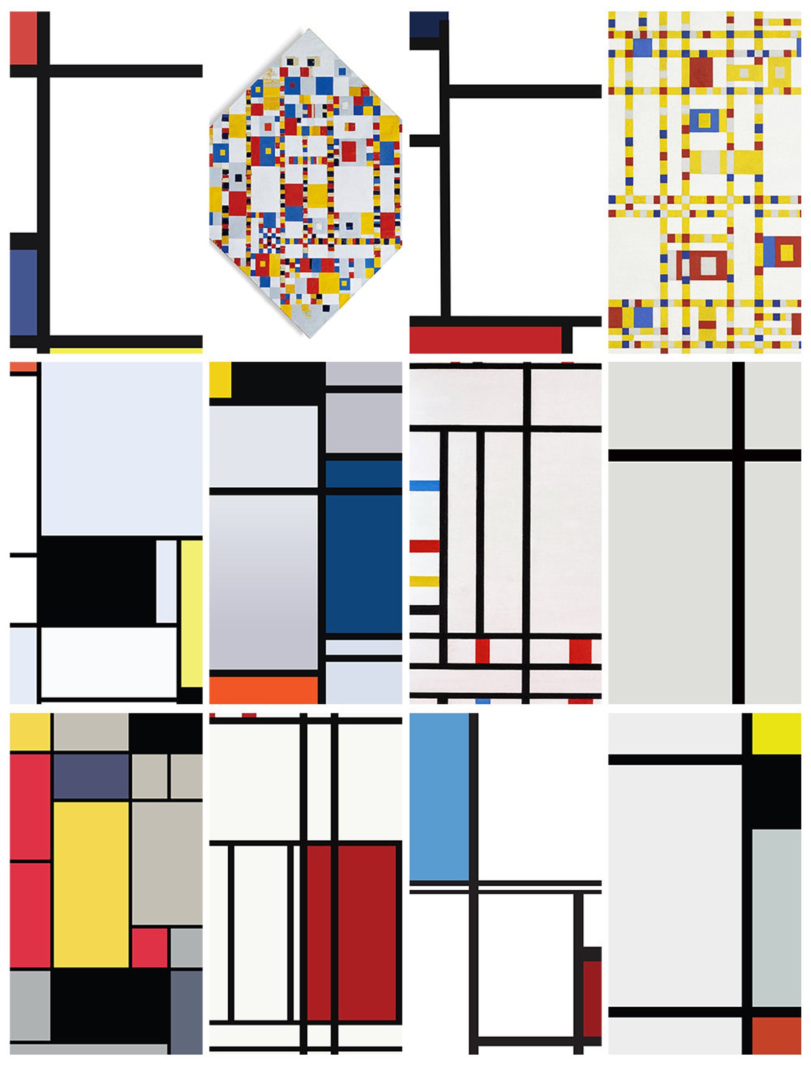 Piet Mondrian Frame TV Art – 25 Vertical Geometric Prints (digital ...