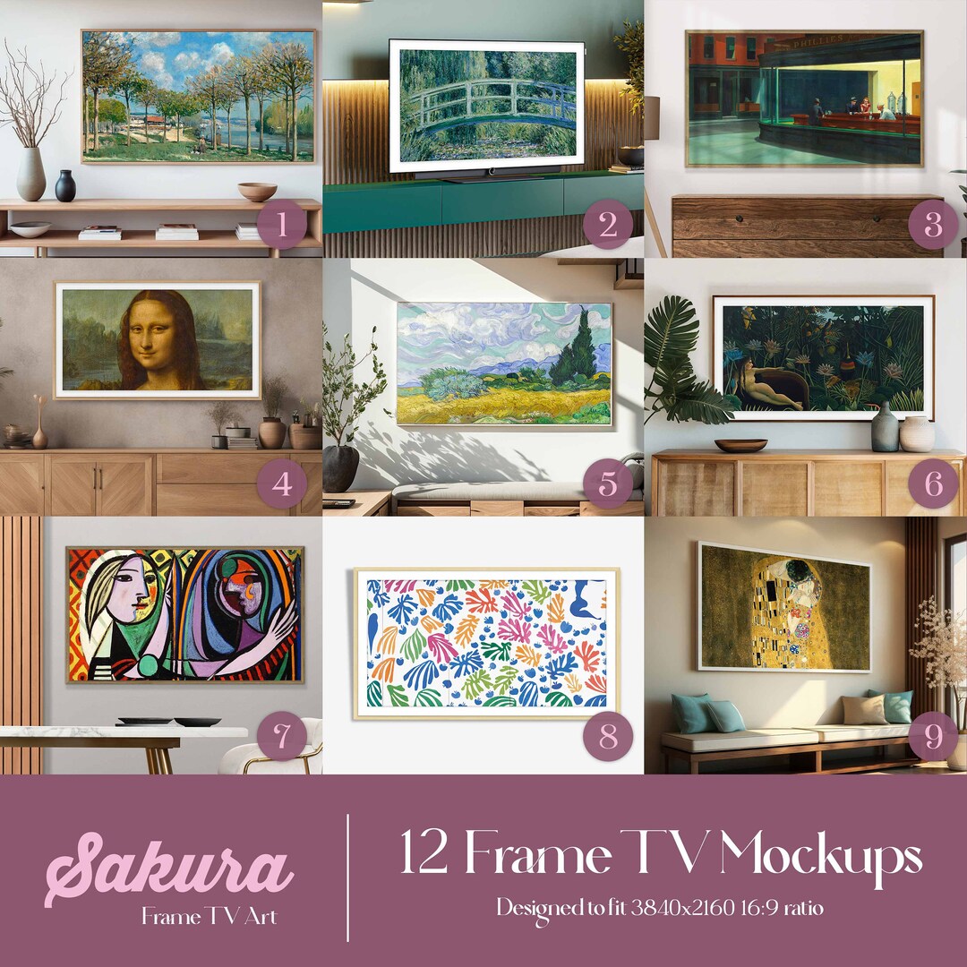 Frame TV Art Mockup Bundle, 4K Samsung Frame TV Mockups (digital ...