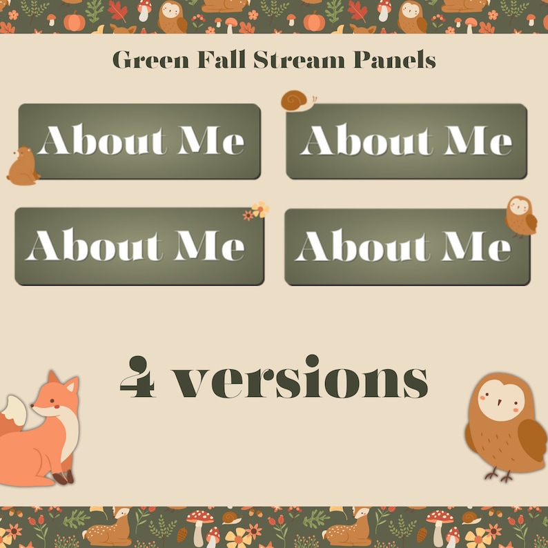 Cozy Green Autumn Twitch Overlay Package, Cute Fall Animated Stream Scenes, Panels, Webcam ...