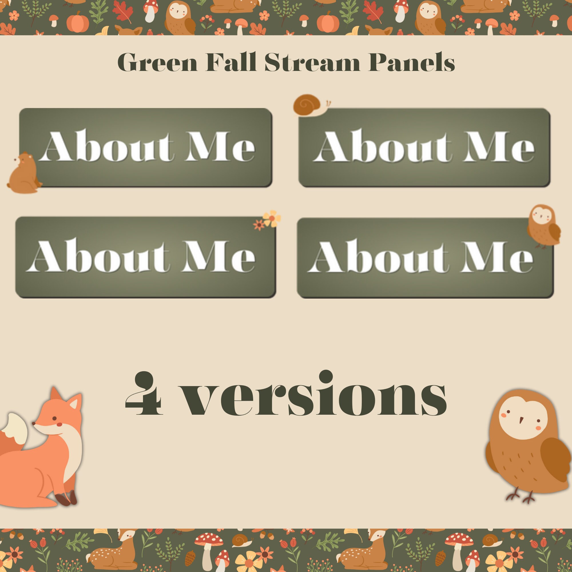 Cozy Green Autumn Twitch Overlay Package, Cute Fall Animated Stream ...