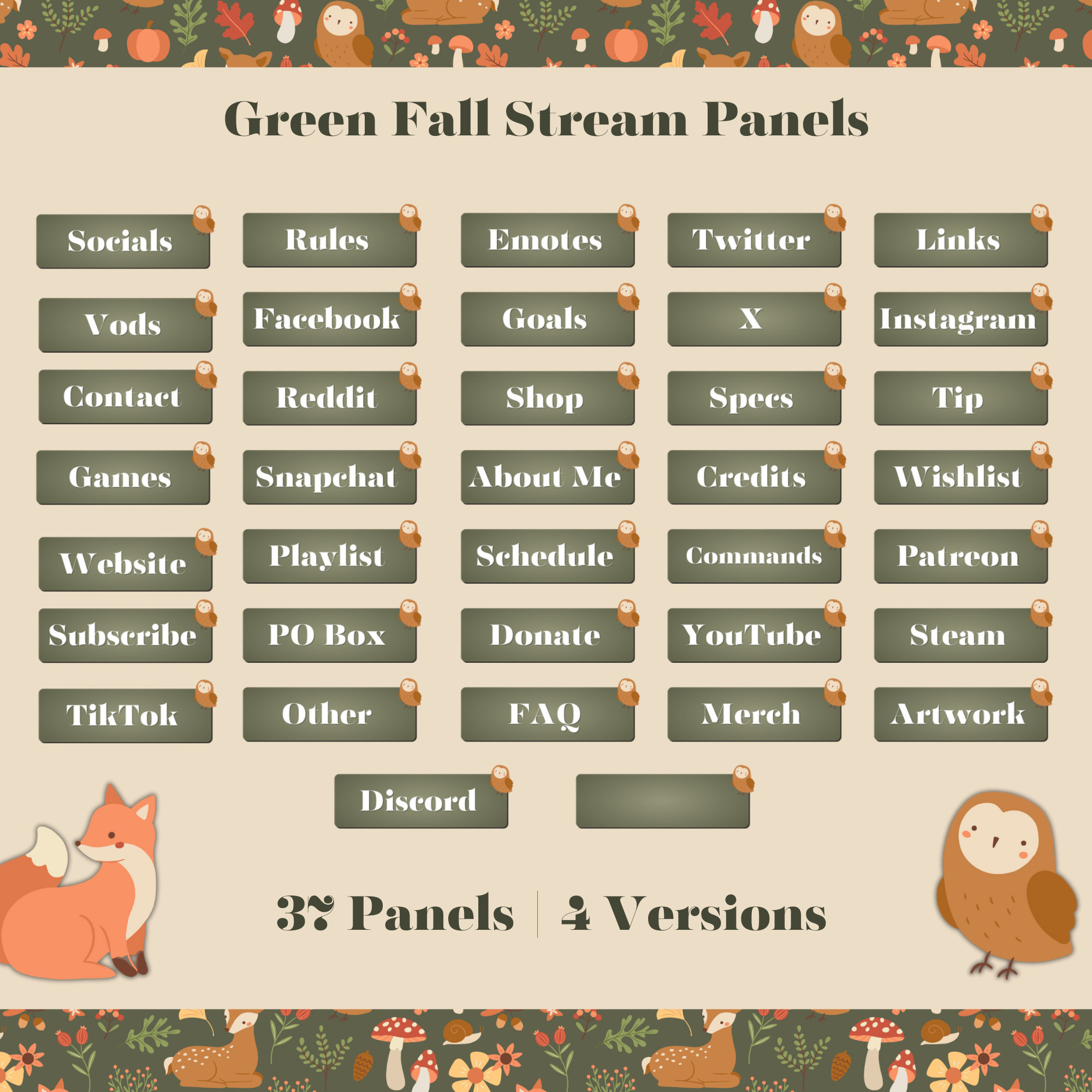 Cozy Green Autumn Twitch Overlay Package, Cute Fall Animated Stream ...