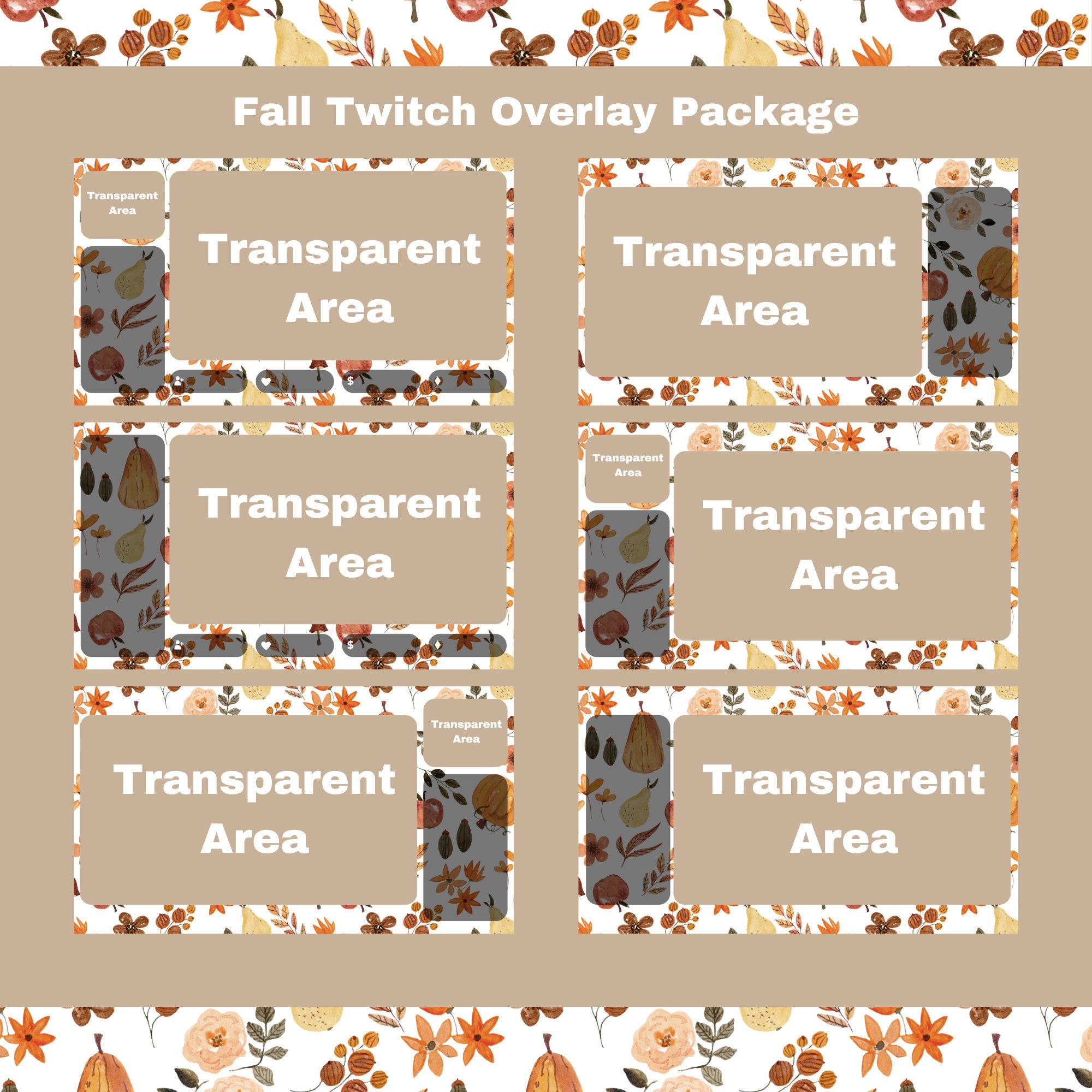 Cozy Fall Twitch Overlay Package, Orange Autumn Stream Scenes, Panels ...