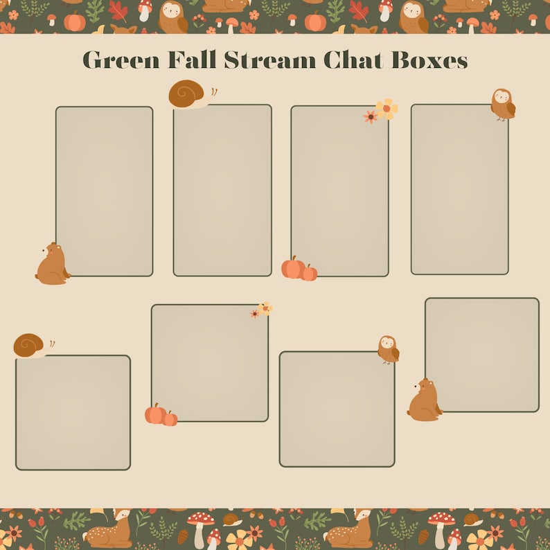 Cozy Green Autumn Twitch Overlay Package, Cute Fall Animated Stream Scenes, Panels, Webcam ...