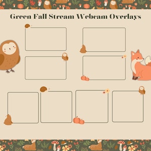 Cozy Green Autumn Twitch Overlay Package, Cute Fall Animated Stream ...