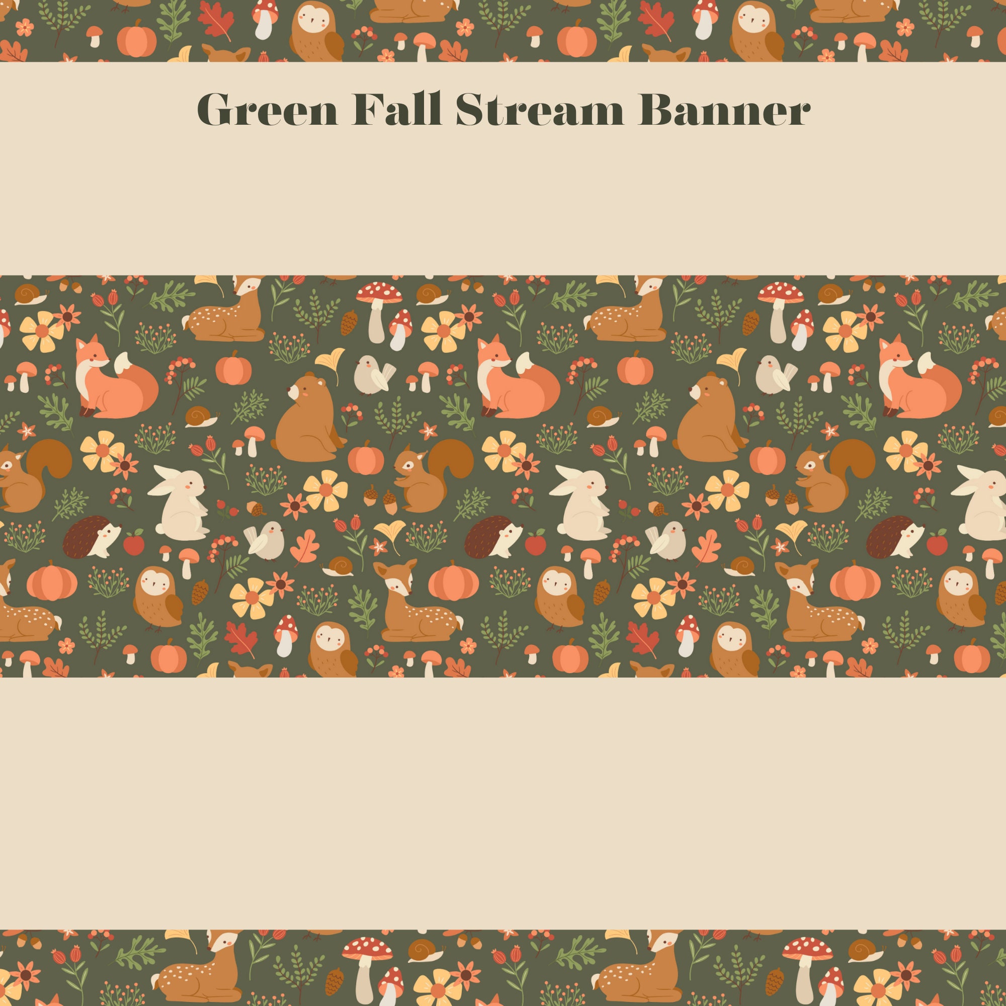 Cozy Green Autumn Twitch Overlay Package, Cute Fall Animated Stream ...