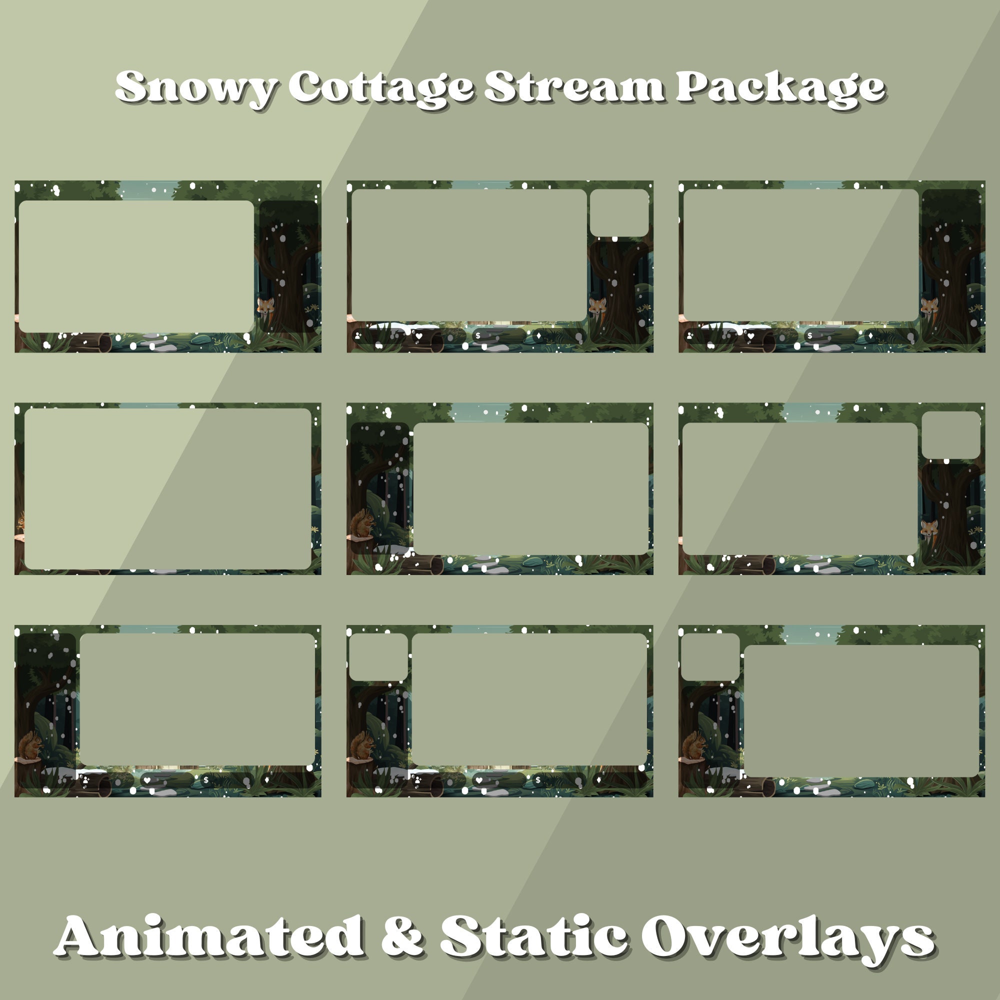 Animated Cozy Stream Overlay Package for Twitch, Snowy Winter ...