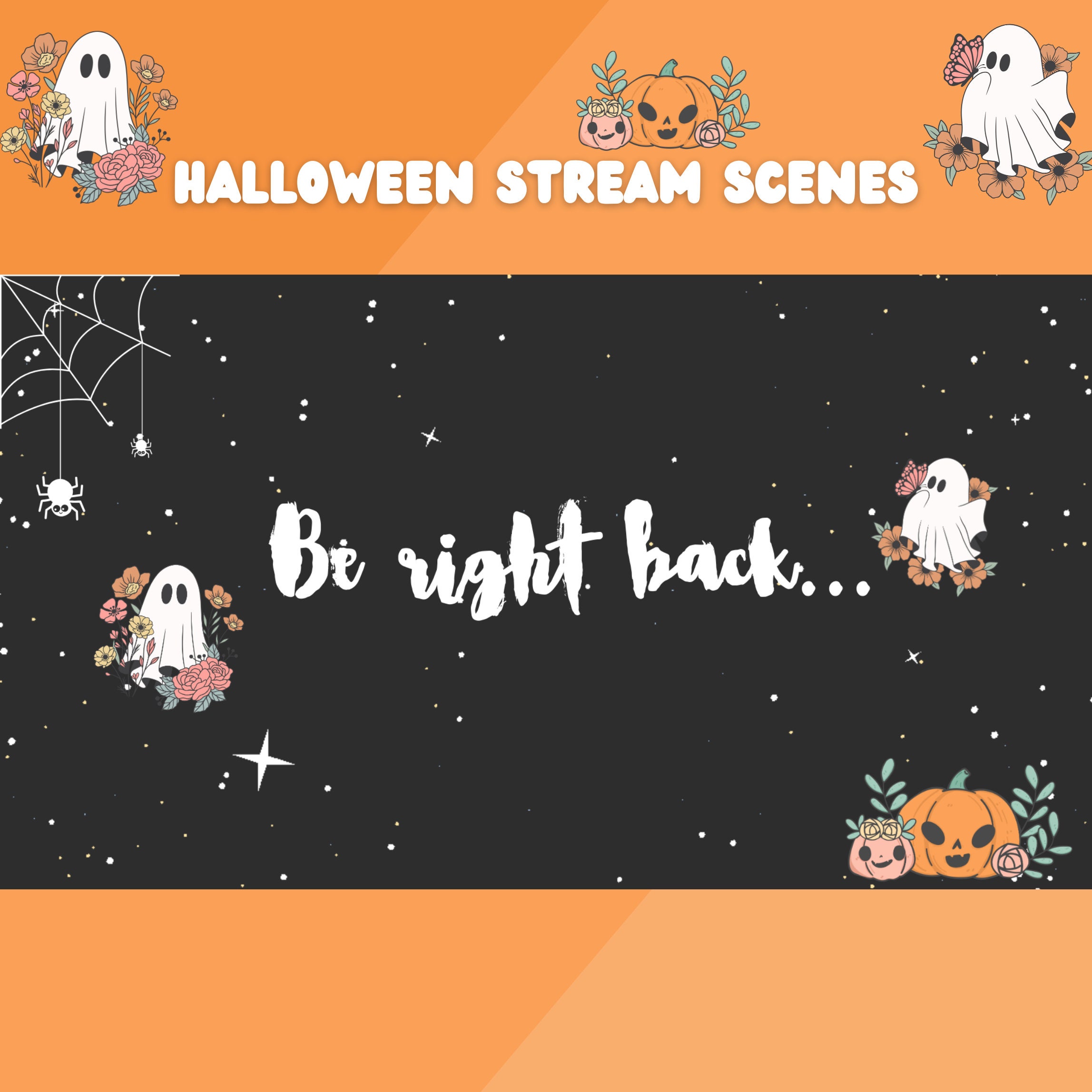Animated Halloween Stream Scenes With Ghosts and Pumpkins, Starting ...
