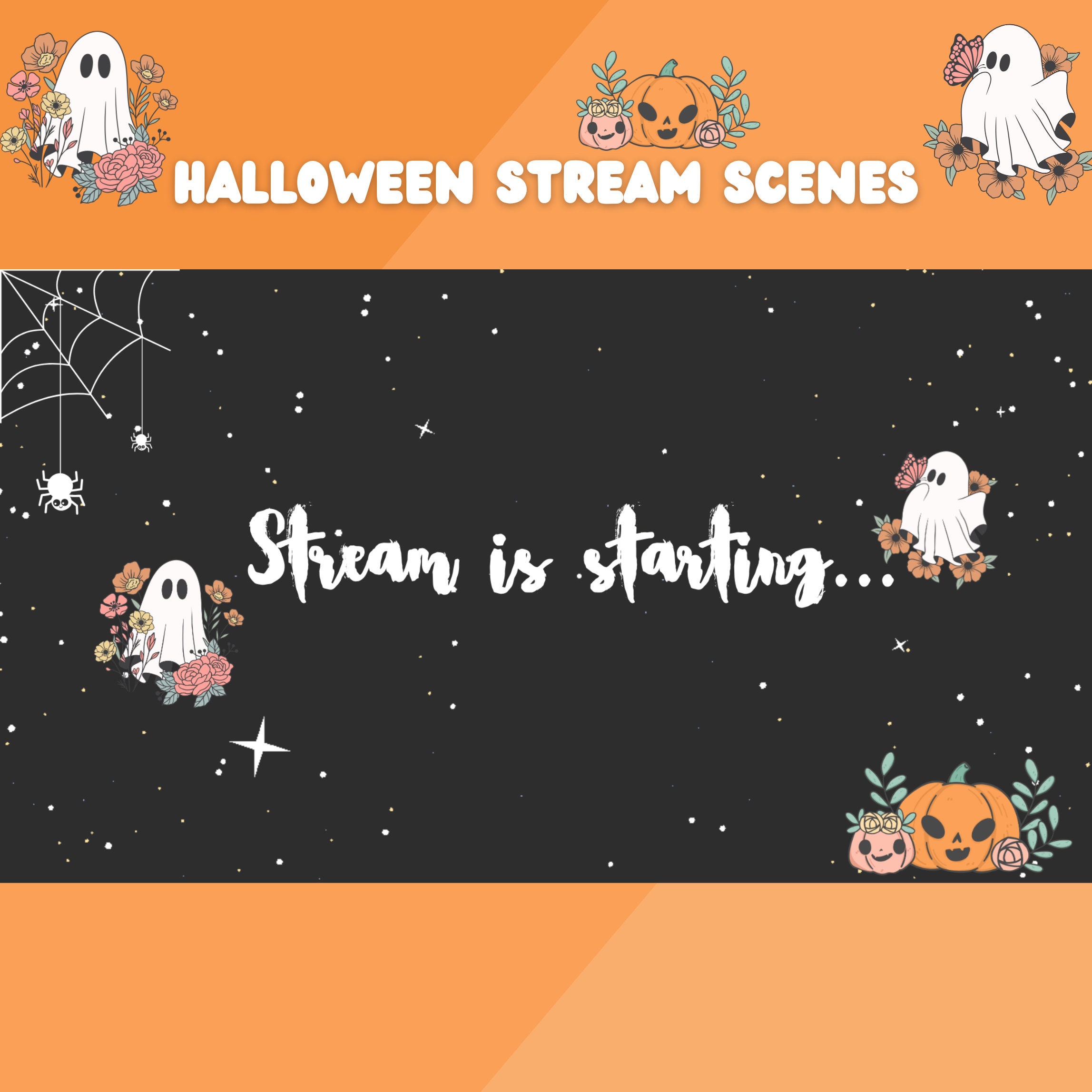 Animated Halloween Stream Scenes With Ghosts and Pumpkins, Starting ...
