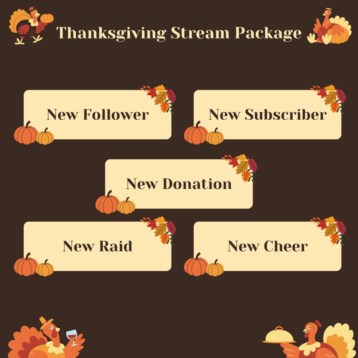 Thanksgiving Twitch Overlay Package, Turkey and Pumpkin Stream Overlays ...