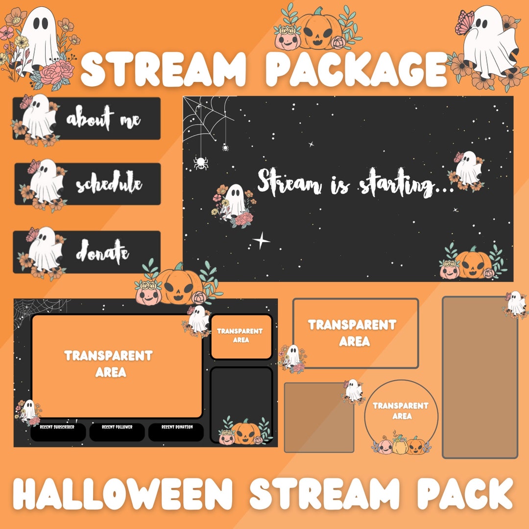 Halloween Stream Overlay Package for Twitch, Cute Stream Overlay ...