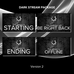 Dark Stream Overlay Package, Black Twitch Overlays, Black and White ...