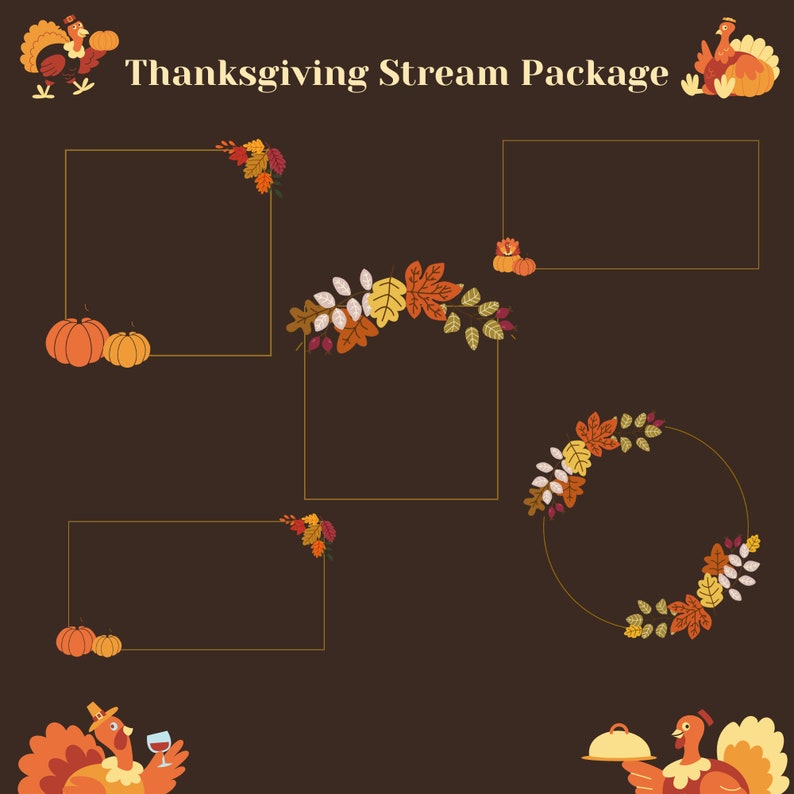 Thanksgiving Twitch Overlay Package, Turkey and Pumpkin Stream Overlays ...