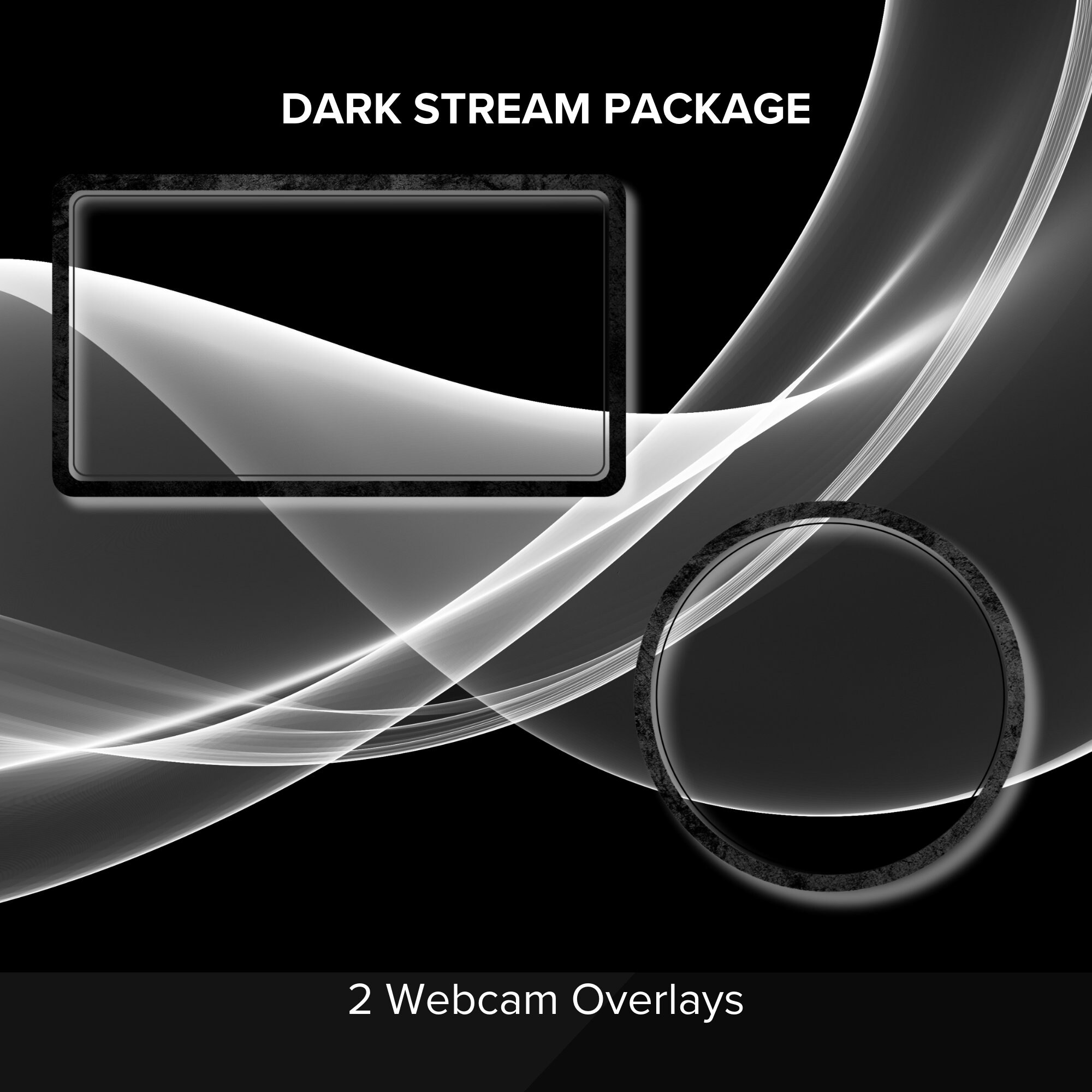 Dark Stream Overlay Package, Black Twitch Overlays, Black and White ...