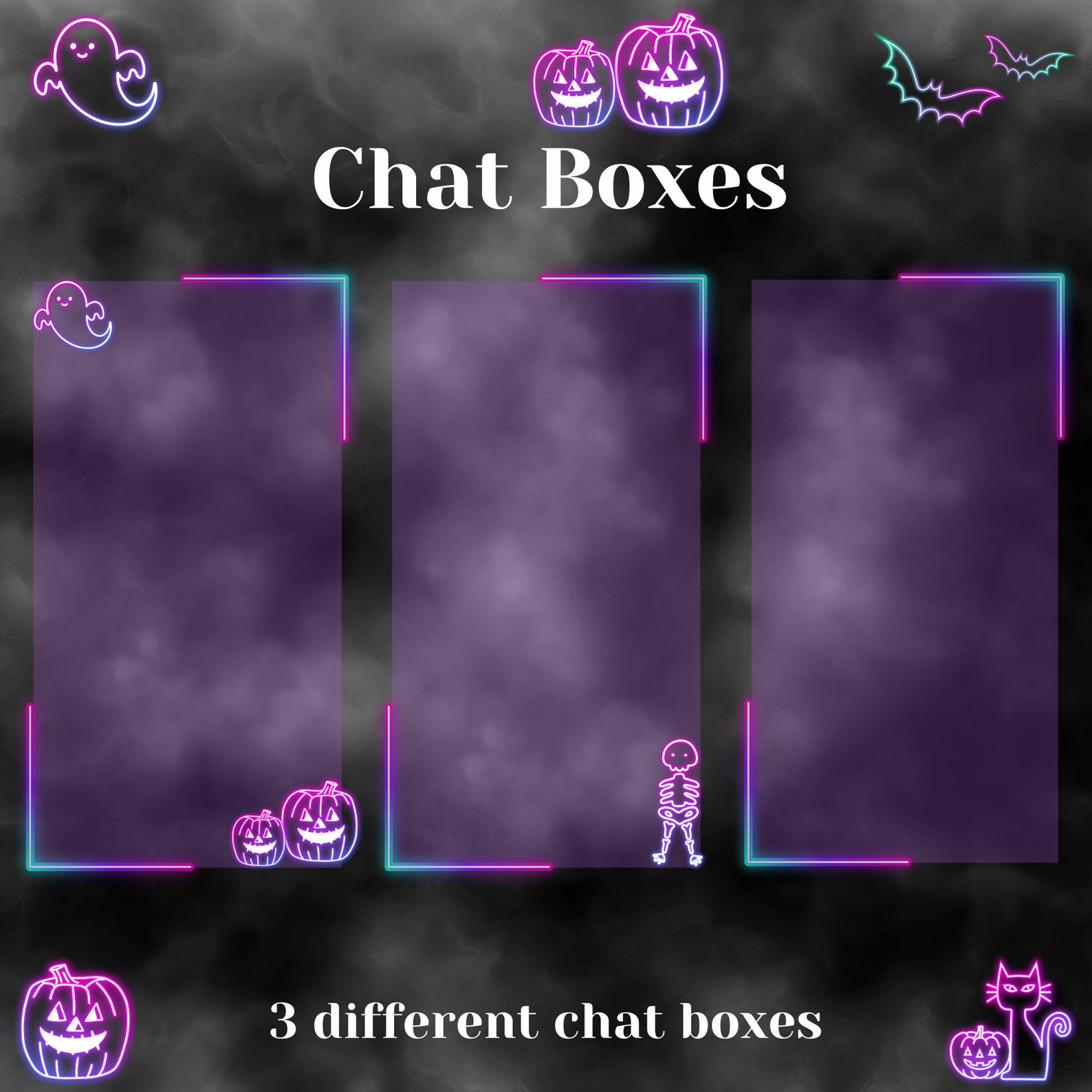 Cozy Neon Halloween Stream Overlay Package, Cute Animated Twitch Overlays, Stream Scenes, Webcam ...