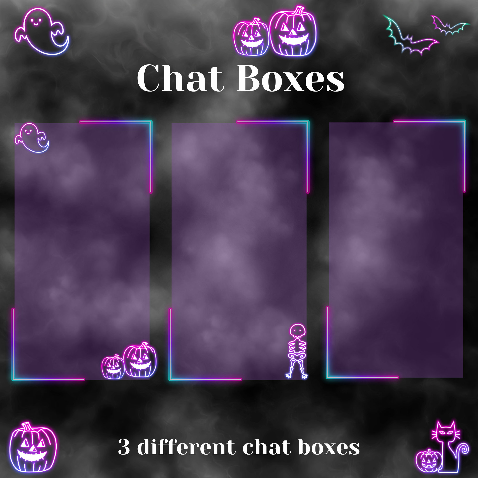Cozy Neon Halloween Stream Overlay Package, Cute Animated Twitch ...
