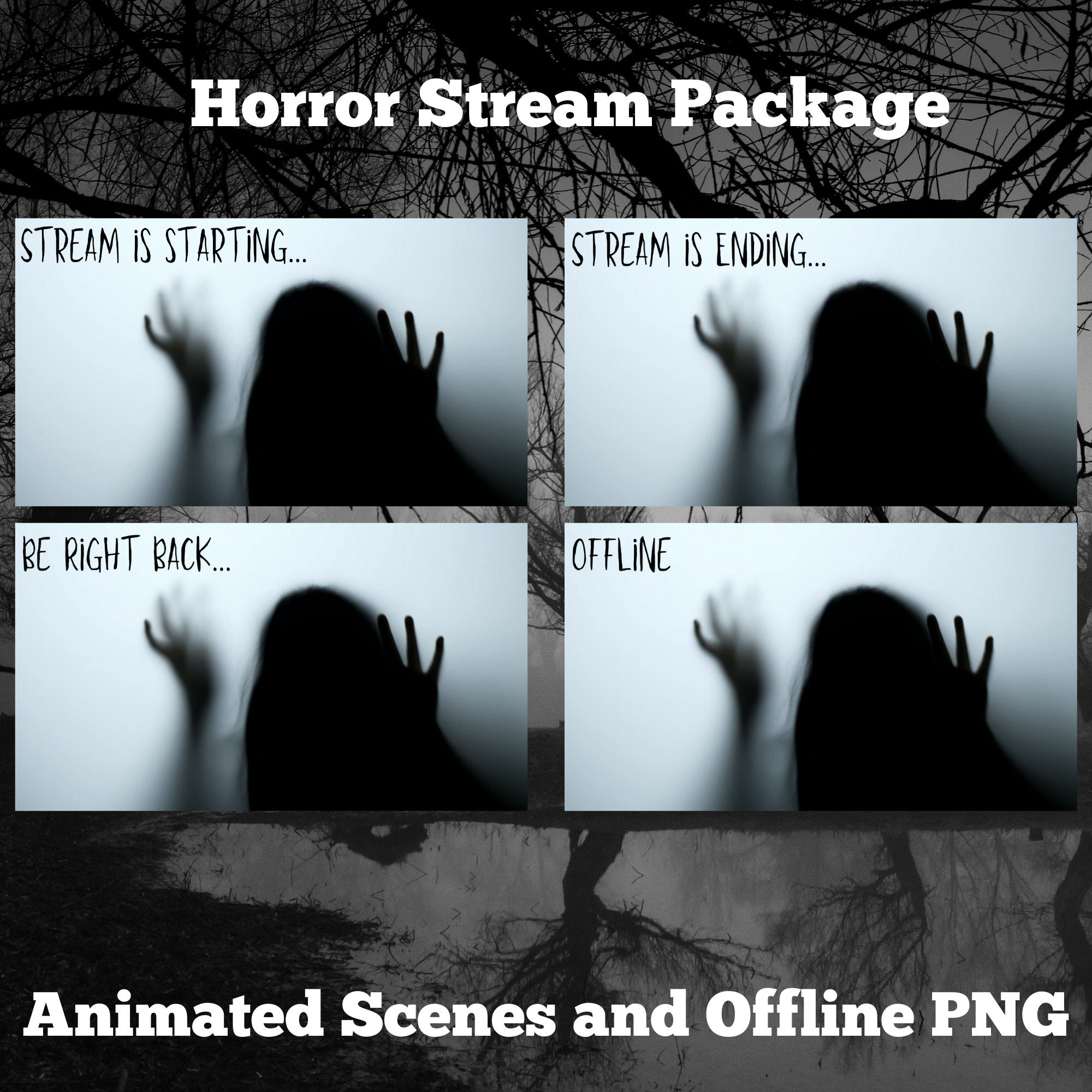 Halloween Horror Stream Overlay Package for Twitch, Dark Spooky Shadow ...