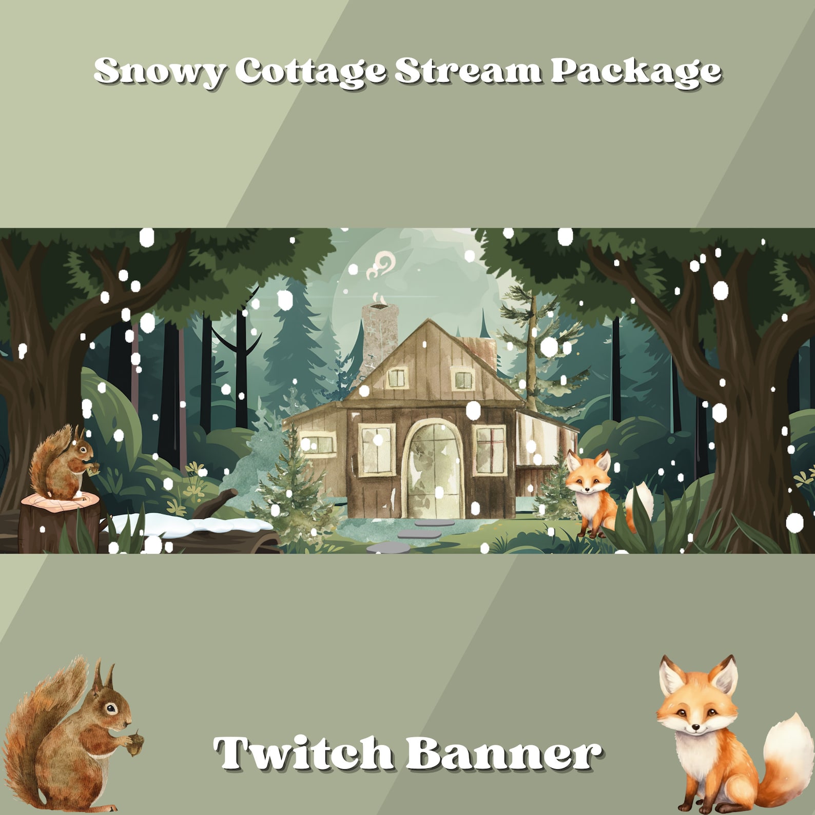 Animated Cozy Stream Overlay Package for Twitch, Snowy Winter ...