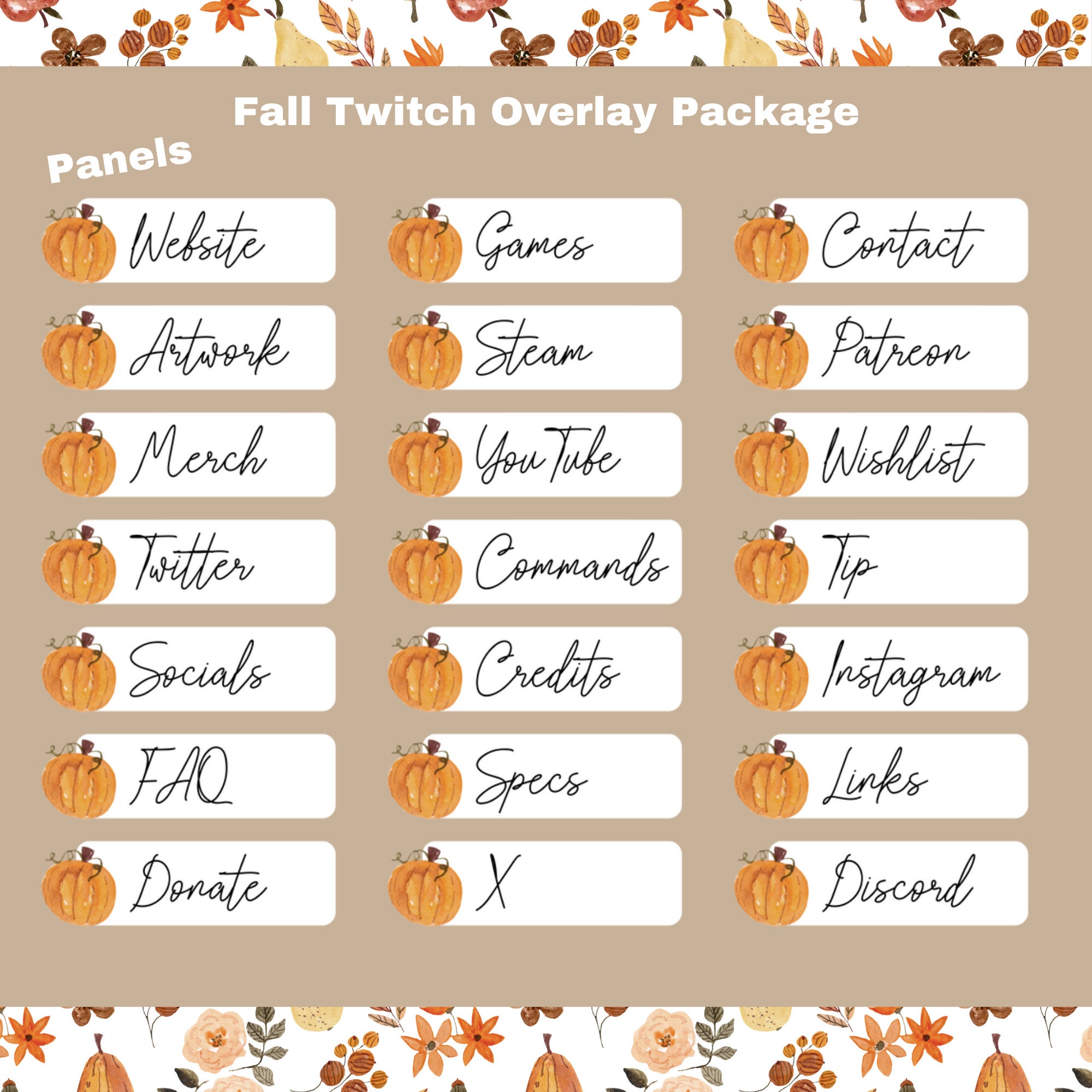 Cozy Fall Twitch Overlay Package, Orange Autumn Stream Scenes, Panels ...