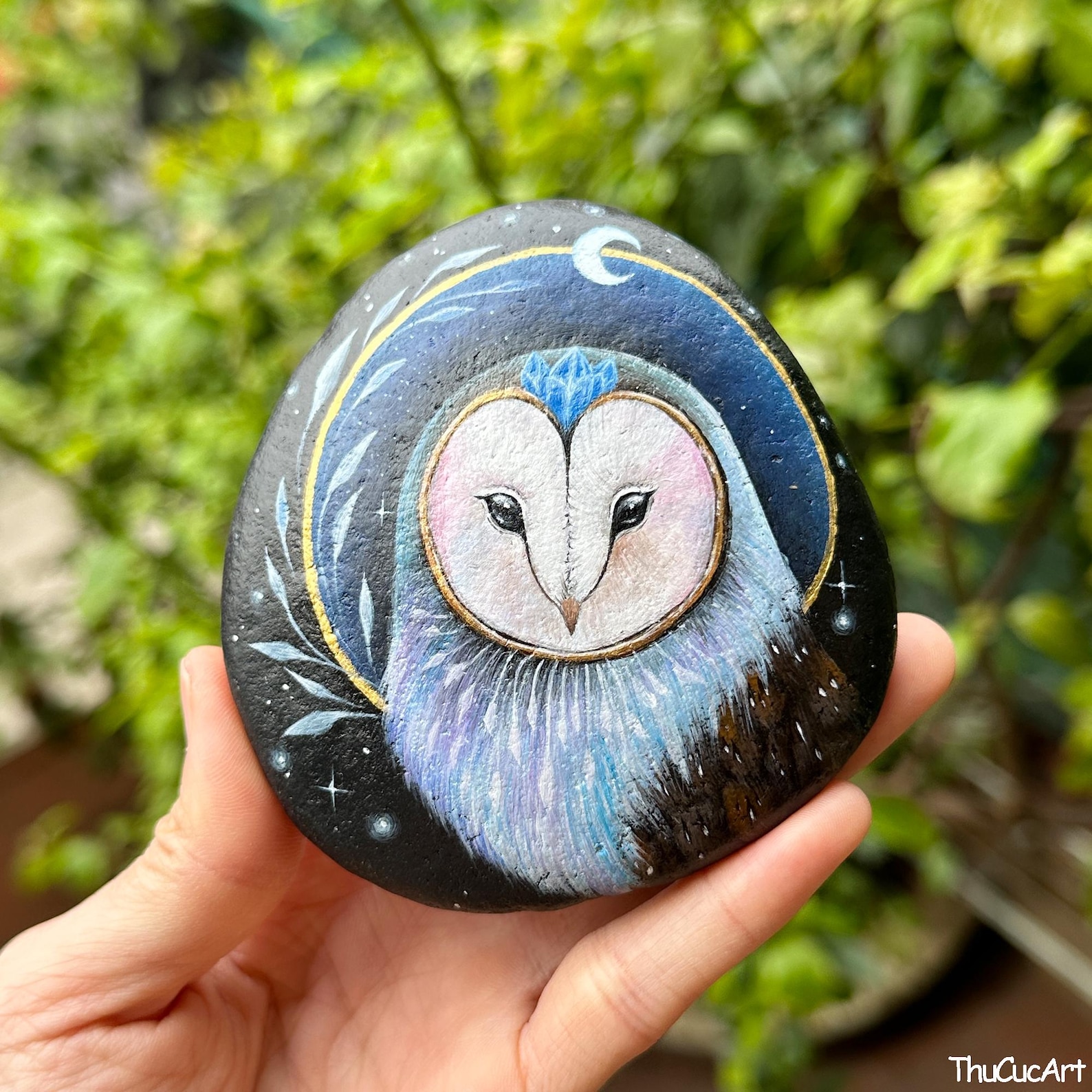 Hand-painted Owl Pebble Art, Unique Stone Painting, Nature Inspired ...