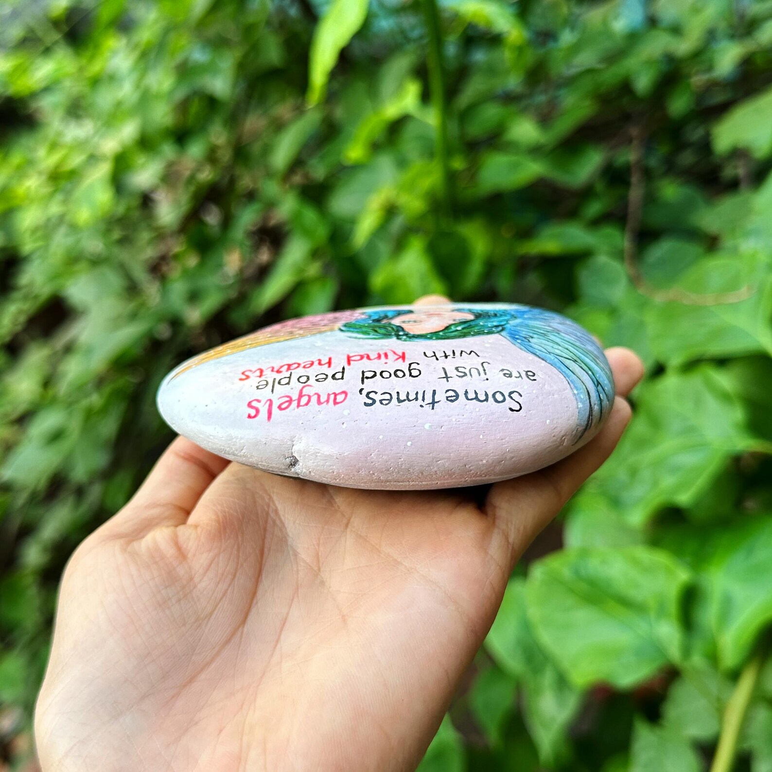 Angels and Kind Hearts Rock Painting| Angel Art| Message Gifts| Painted ...